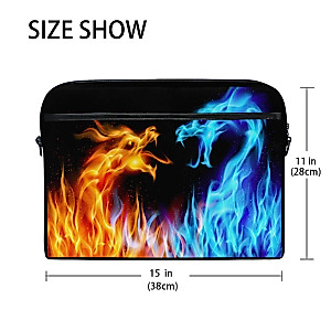 Abstract Fiery Dragon Print 13 13.3 14 Inch Laptop Shoulder Messenger Bag Case Sleeve Briefcase with Handle Strap for Men Women