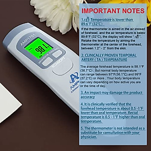 Amplim Non-Contact Digital Infrared Forehead Thermometer – Medical Grade, Touchless Accurate Instant Readings, Fever Alarm, Color LCD Display - for Adults, Babies, and Infants. FSA HSA Eligible
