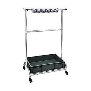 JAYGOVAN Broom and Mop Holder Put Wet Mops Movable Floor-Mounted Mop Rack Floor Standing Cleaning Tool Cart Storage with 12 Pack and Wheel Broom Holder Organizer for Garden,Garage, Shed, Outdoor