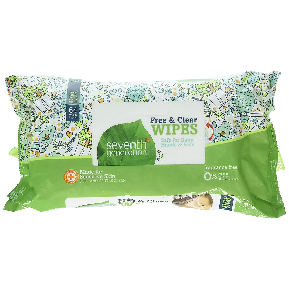 Seventh Generation, 34208, Fre and Clear Baby Wipes, Unscented, White, 64/Pack, Sold As 1 Pack