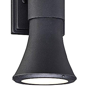 Possini Euro Design Joan Modern Outdoor Wall Light Fixture LED Textured Black Aluminum 14" Sanded Glass Up Down for Exterior House Porch Patio Outside Deck Garage Yard Front Door Garden Home