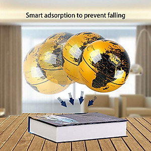 Fashion World Geographic Globes, Magnetic Floating Auto-Rotation Rotating 6" Gold Globe,with Book Style Platform.