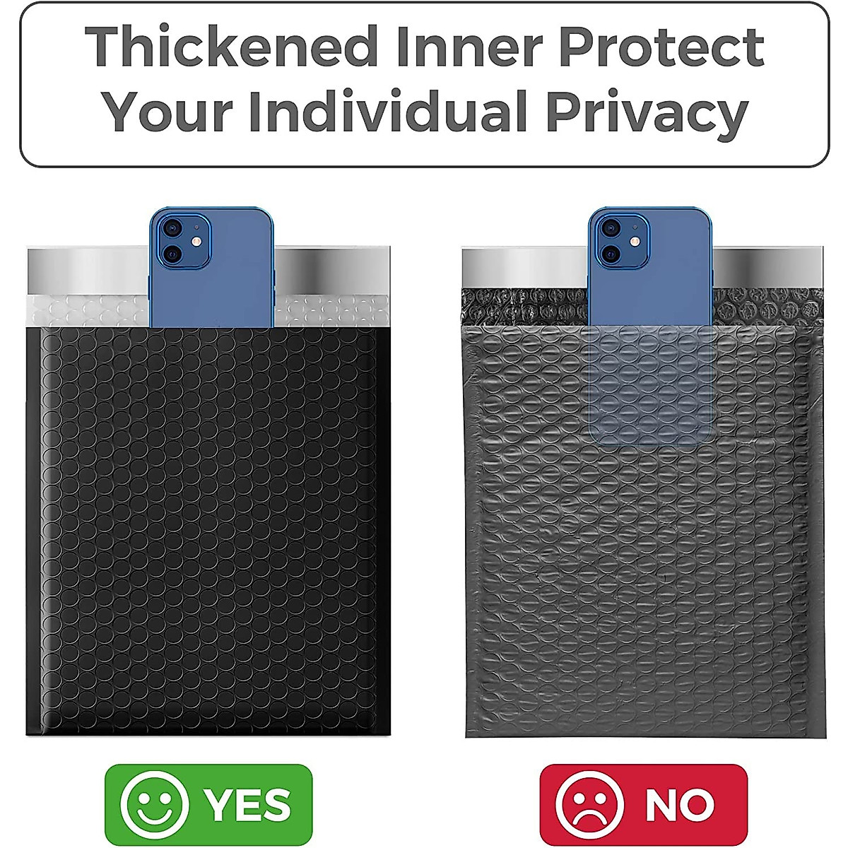 Metronic 40Pcs Bubble Mailers 8.5x12", Black Padded Envelopes, Strong Adhesion #2 Bubble Mailer Medium Shipping Mailing Envelopes for Small Business,Books,Clothes, Makeup Supplies,Water Proof