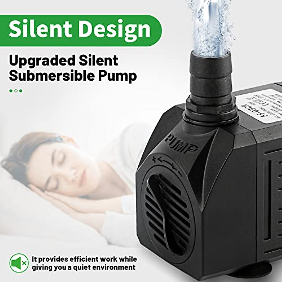 Yochaqute Aquarium Submersible Water Pump: 550GPH 30W Quiet Mini Adjustable with 6ft Power Cord for Hydroponics | Garden Waterfall | Pond | Fish Tank| Fountain