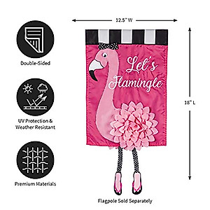 Evergreen Flag Let's Flamingle Garden Applique Flag | Pink Flamingle Garden Flag 12x18 Double Sided | Small Garden Flags For Outside | Outdoor house Welcome Flags for All Season