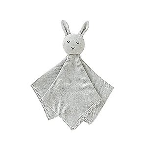 Hadetoto Baby Lovely Cotton Security Blanket Bunny Comforter Blanket Soft Knit Babies Lovies Toys for Newborn Boys Girls Gifts, Grey