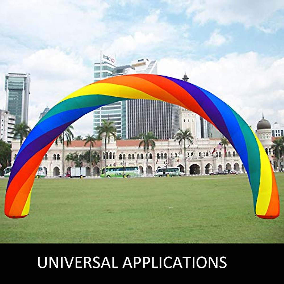 Happybuy Inflatable Rainbow Arch 26ftx10ft with 110W Blower for Advertising Party Celebration Garden