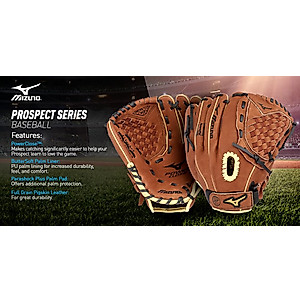 Mizuno unisex teen 11.5" Prospect Series PowerClose Baseball Glove 11 5 , Brown Tartan Flex Web, 11.5 US