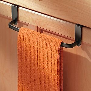 iDesign Axis Over-the-Cabinet Kitchen Dish Towel Bar Holder - 9", Bronze