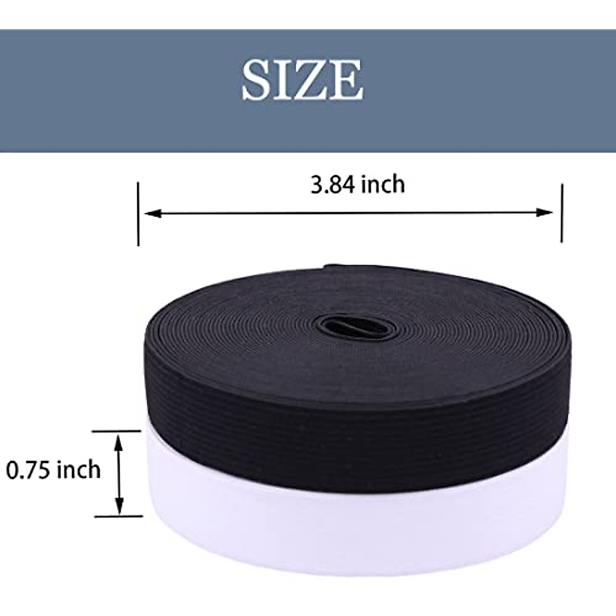 XKDOUS Elastic Band for Sewing, 0.75 Inch 16 Yards 2 Roll Knit Elastic Bands for Sewing Waistband and Pants Waist, High Elasticity(8 Yard White, 8 Yard Black)