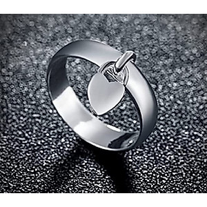 Awmnjtmgpw 925 Sterling Silver heart-shaped hanging heart lock Classic women's ring ring general fashion ring size 6-10 (Size 10)