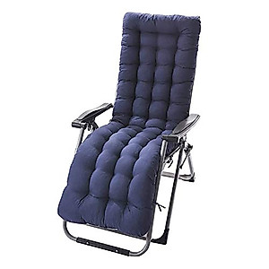 61inch Sun Lounger Chair Cushions, Sundlight Patio Cushions Chaise Outdoor Mattress Recliner Quilted Thick Padded Seat Cushion Reclining Chair Rocking with Ties (Navy Blue)