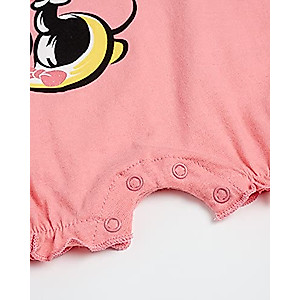 Disney Baby Girls Romper - 2 Pack Ruffled Short Sleeve Baby Jumpsuit Romper - Cozy Baby Clothes for Girls (Newborn/Infant), Size 24M, Minnie Pink Hello Lovely