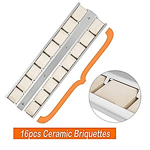 MixRBBQ Grill Briquette Tray & Briquettes Set for Viking Grill VGBQ13002 VGBQ33002RE VGBQ53024 VGBQ13603 VGBQ54224, Stainless Steel Heat Plate and Ceramic Briquettes Set (18-1/8" L X 5-7/16" W)