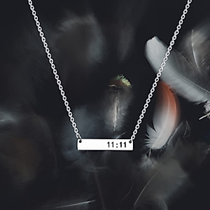 11 11 Angel Numbers Necklace Make A Wish Gift for Women Teen Girls(Silver)