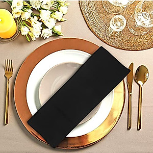 Urban Villa Solid Slub Set of 4 Dinner Napkins (20X20 in) Cotton Everyday Use Premium Quality Over Sized Cloth Napkins with Mitered Corners Ultra Soft Durable Hotel Quality (Black) Halloween