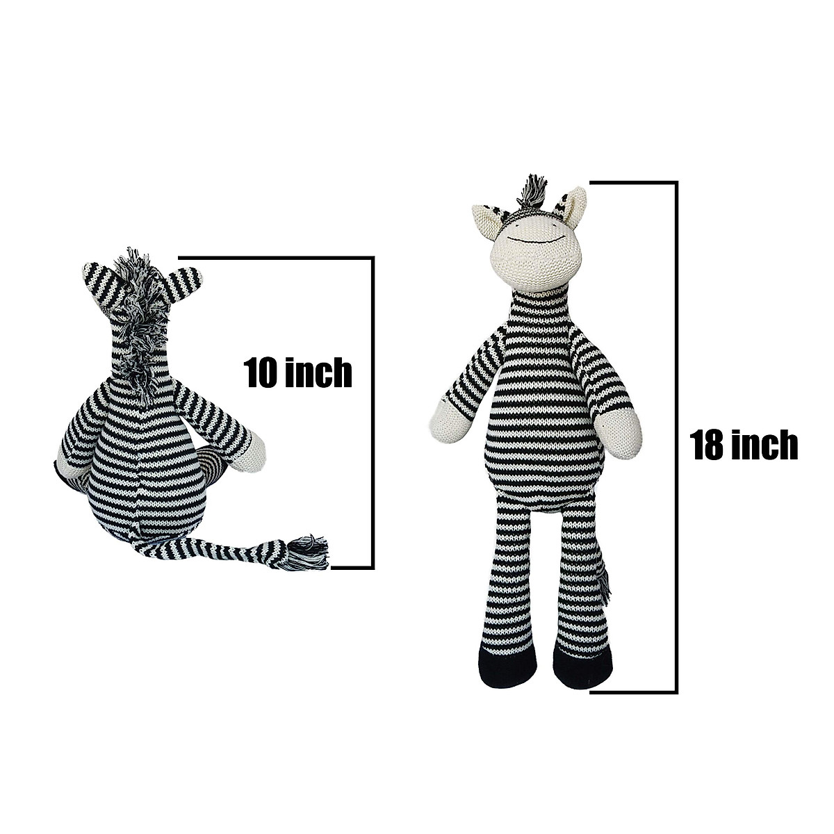 Ice King Bear Zebra Stuffed Animal Soft Plush Toy 10 Inches (Hand Knitted)