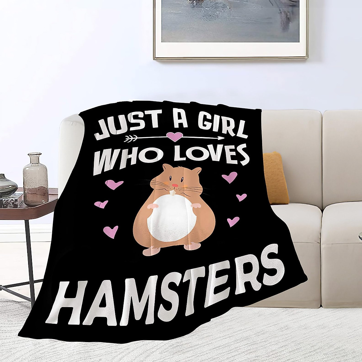 Hamster Blanket Super Soft Warm Fluffy Flannel Just A Girl Who Loves Hamsters Throw Blanket Cozy Fuzzy Plush Bedding Blanket Gift for Boys Girls Kids Teens Adults Couch Sofa 50"x40"