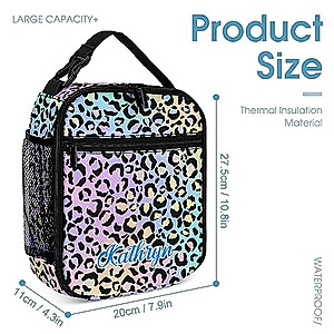 Sanley Personalized Leopard Print Backpack Set with Name 3-in-1 Backpack Set with Lunch Bag Pencil Case Custom Cute Leopard Backpack Set Large Capacity Backpack,Style 11