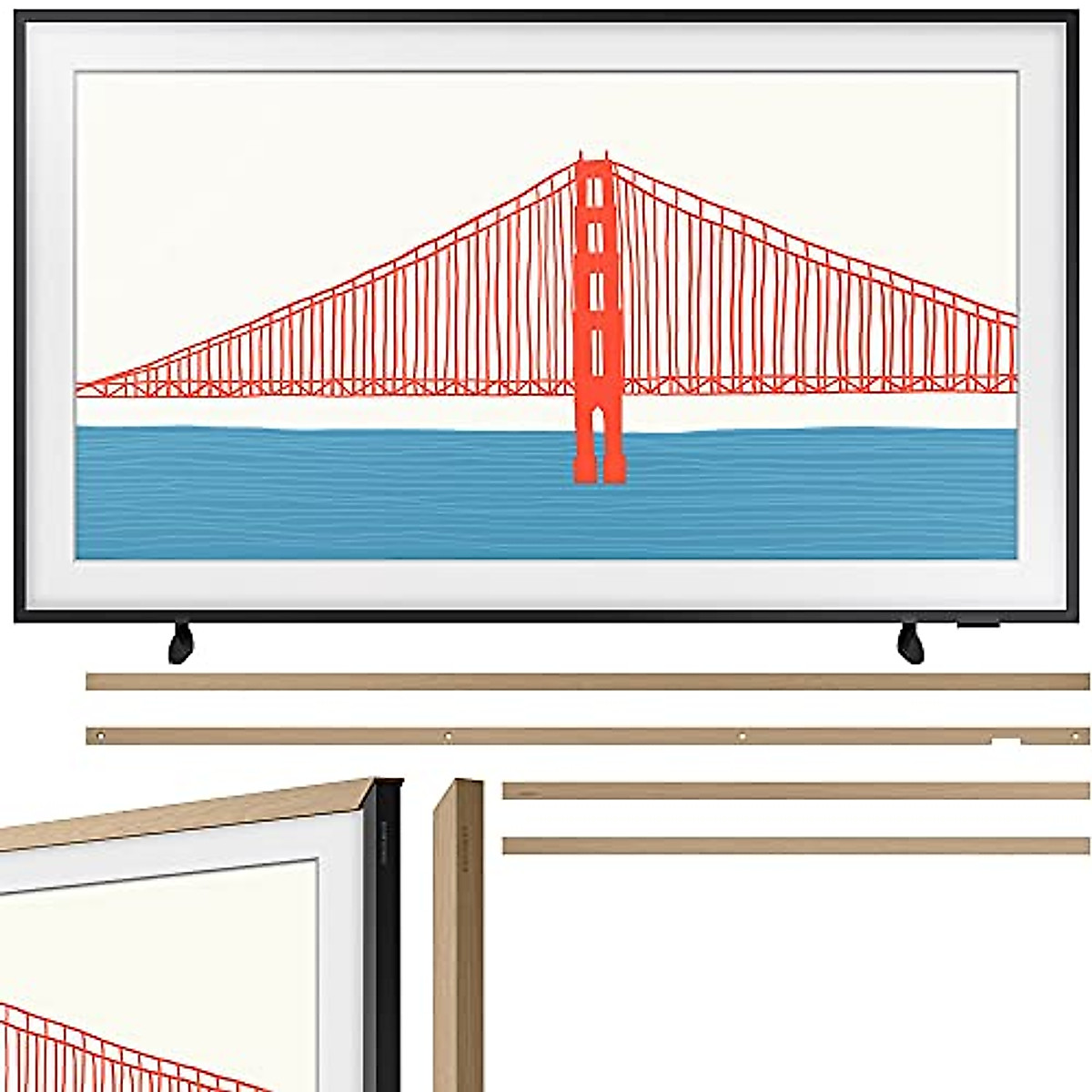 SAMSUNG QN65LS03AAFXZA 65 Inch The Frame QLED 4K Smart TV Bundle 65 inch The Frame Customizable Bezel Modern Teak