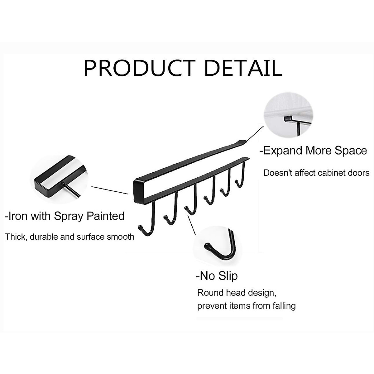 Mug Holder,Coffee Cup Holder,Kitchen Utensil Storage Hook,Cabinet Storage Hook,Wall Mounted Home Storage Hooks for Pots,Pans,Spoons,Spatulas,and Cooking Accessories and Other Kitchen Hardware-2 Pcs