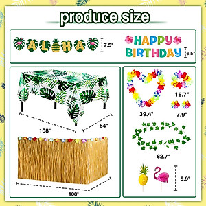 Party Spot! Luau Party Decorations, Hawaiian Party Decorations, Tropical Party Decorations - ALOHA Banner, HAPPY BIRTHDAY Banner, Table Skirt, Table Covers, Balloons,Topper, Leaves, Drinking Straws