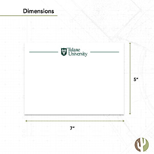 Tulane University 10 Pack Notecards Stationery Cardstock Green Wave Includes Envelopes Memo Party Thank You (Notecard 1b)