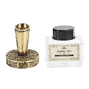 Restokki Feather Pen, Feather Calligraphy Pen and Ink Set Vintage Dip Ink Pen Set Birthday Gift for School Writing Calligraphic Wedding Gift(2#)