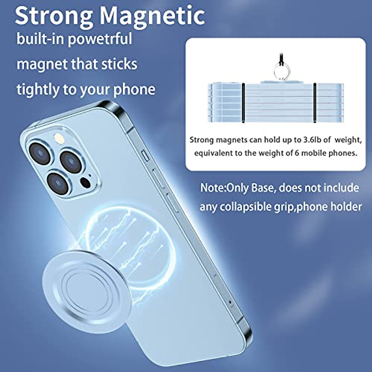 AUROX Compatible with MagSafe Base for iPhone 14 13 12 Magnetic Base Plate【Base Only】 Intended for Pop Socket Grip and Phone Ring Holder【Removable Wireless Charging】(Grey)