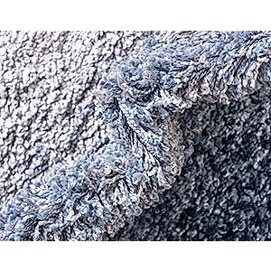 Unique Loom Hygge Shag Collection Modern Moroccan Inspired, Plush & Cozy Area Rug, 4 ft x 6 ft, Blue/Ivory