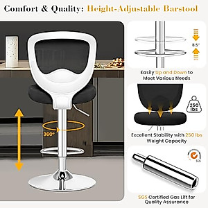 Razzor Bar Stools Adjustable Counter Height Chairs with Back Swivel Modern Kitchen Island Stool Upholstered Armless Tall Mesh Barstool Set of 1 Dining Chair