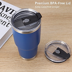 Docik 30 oz Tumbler Lids for Yeti 30oz Tumbler Yeti 14oz Mug and Yeti 26oz Cup, Spill Proof Splash Resistant Flip Lid, BPA-Free, 2 Pack (Black)