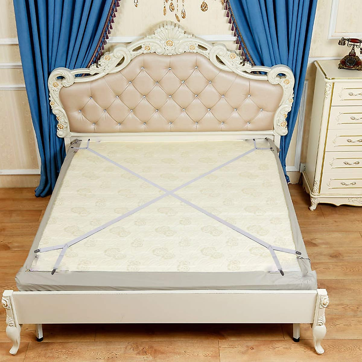 ACEDÉCOR Sheet Straps, Fitted Sheet Clips Under Mattress Keeping Sheets in Place, Bed Sheet Holder Straps for Twin, Full, Queen, King(White)