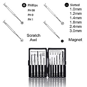 11PCS Mini Screwdriver Set, Small Screwdriver Set with 11 Different Size Flathead and Phillips Screwdrivers, Precision Screwdriver Set for Jewelry, Watch, iPhone, Toys, Computer, Eyeglass Repair