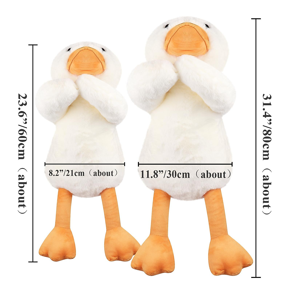 Achwishap Duck Stuffed Animals,23.6” Duck Plush Pillow,Duck Plush Toy Hugging Pillow,Giant Cute Plushies Duck Kawaii Pillow,Cuddly Animal Sleeping Pillow for Kids Adults(White)