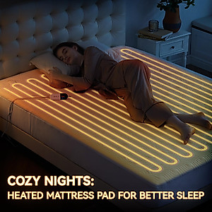 Guohaoi Heated Mattress Pad Full Warm Electric Mattress Pad with 10 Hour Timer Auto Off and 6 Heating Setting, Single Control Soft Heating Mattress Cover Fit Up to 21'' Deep Pocket (54''*75'' White)