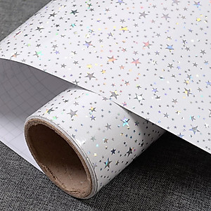 YIZUNNU Vinyl Self Adhesive Contact Paper Peel and Stick Roll Wallpaper Wall Stickers for Kitchen Cabinets Furniture Film Home Wall Decoration (24"x98", Star)