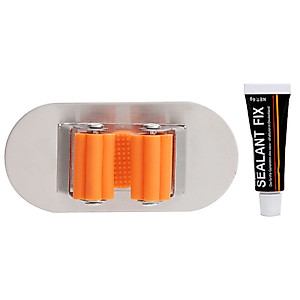 BORDSTRACT Mop Broom Holder, Mop Self Adhesive Holder Wall Mounted, Heavy Duty Broom Gripper Holders Mop Rack for Garage Kitchen Bathroom(Semicircle Base)