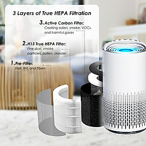 Flintar VK-6067B H13 True HEPA Replacement Filters, Compatible with Vremi and HOKEKI VK-6067B Air Purifier, 3-in-1 H13 Grade True HEPA and Activated Carbon Filter Set (2 - Set)