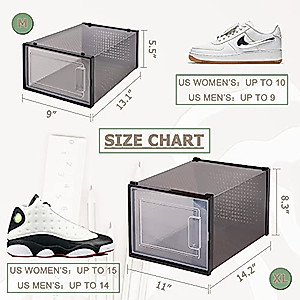 AOTENG STAR Drop Front Shoe Boxes 12 Pack Shoes Storage Containers Organizer Stackable,Plastic Shoe Storage Box Sneaker Cases for Closets Entryway Bedroom Garage,Fits Men's US Size 5.0-10