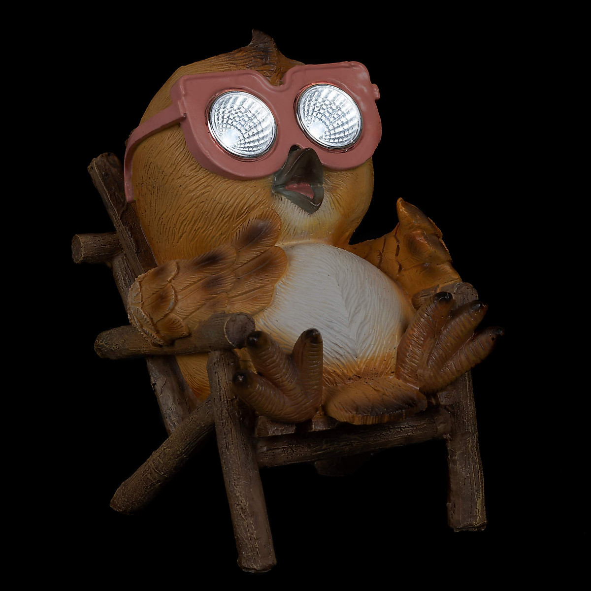 Solar Garden Decorations - Owl Figurine | Outdoor Yard Lawn Decor LED Figure | Light Up Decorative Statue Accents Patio or Deck | Weather Resistant | Great Housewarming Gift Idea (Brown - 1 Pack)