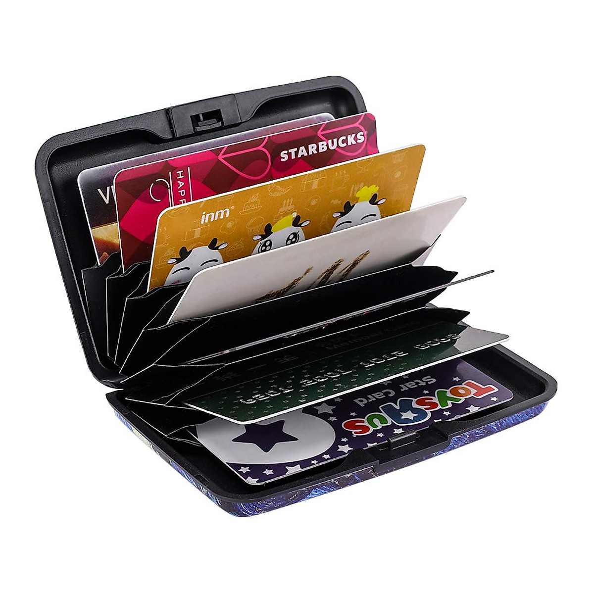 ELFISH RFID Blocking Credit Cards Holder Aluminum Wallet Metal ID Case for Men Women (see moon)