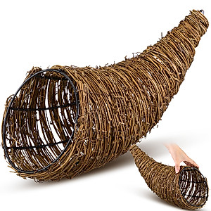 Dandat ThanksgivingFall Cornucopia Basket 13.78 Inch Farmhouse Fall Cornucopia Centerpieces Rustic Horn of Plenty Table Decoration for Fall Harvest Cornucopia Decor for Table Decorations Centerpieces