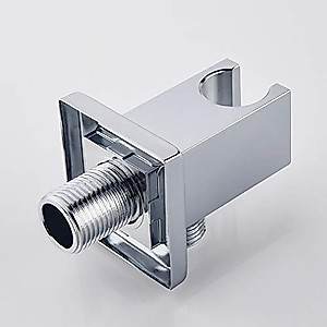 Chrome Wall Supply Elbow with Hand Shower Holder, Keymark Brass Square 1/2″Shower Hose Connector, Wall Mount Drop Ell Union Water Outlet