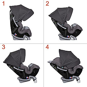 Baby Trend Cover Me 4-in-1 Infant Toddler Convertible Car Seat with Adjustable/Removable Canopy for Sun Protection & 2 Cup Holders, Stormy Gray