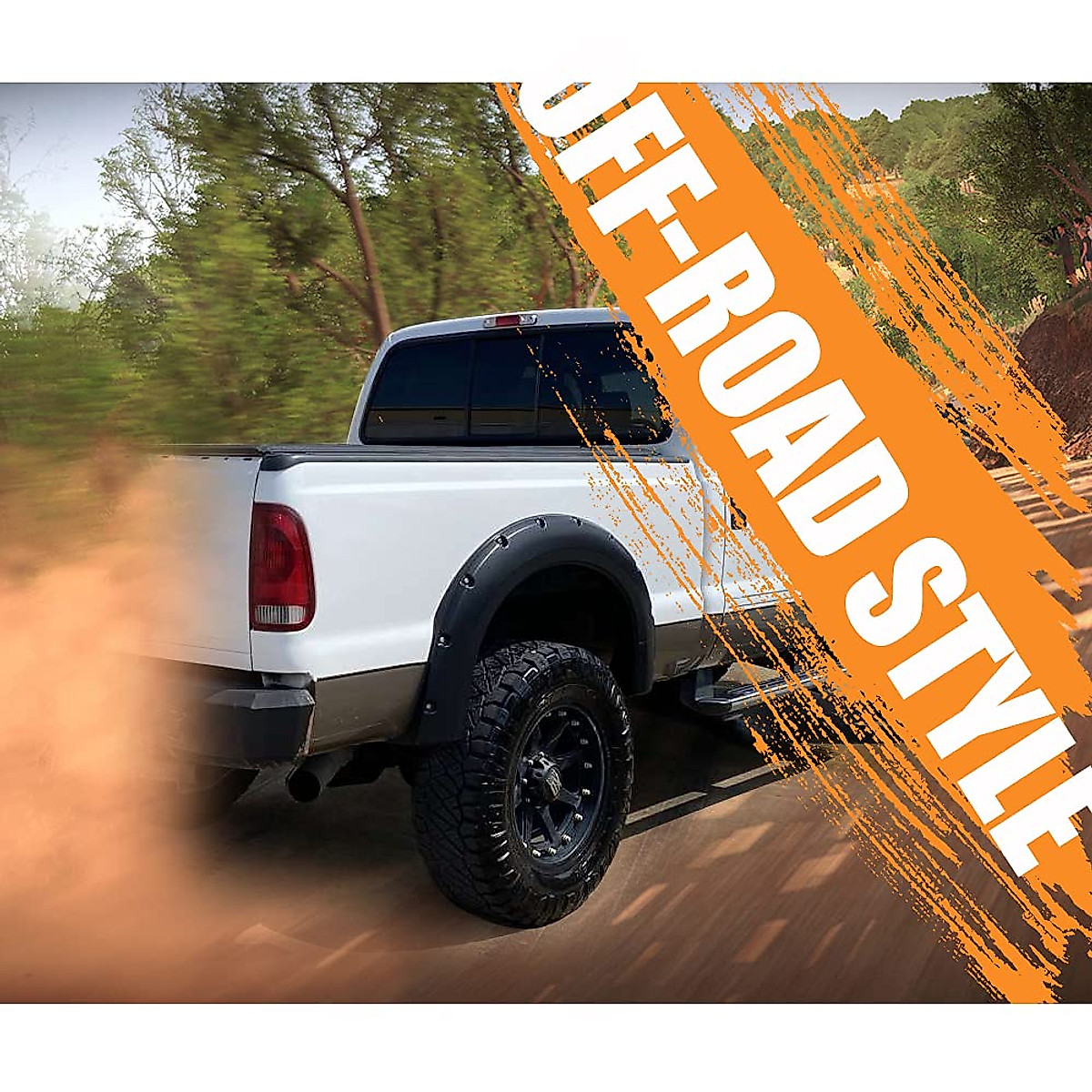 G-PLUS Fender Flares,Compatible With 2011-2016 Ford F250 F350 Superduty Styleside Models Only w/ 81.8" / 98.0" bed length (NOT Fit Dually & Flareside Models),Pocket Rivet Smooth Matte Wheel Cover 4pcs