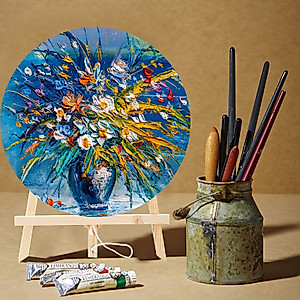 Frcctre 6 Pack 12 Inch Round Canvas Panels, Pre Stretched Blank Painting Canvas Boards, Circle White Art Canvas Panels for Oil, Acrylic, Gouache, Crafts