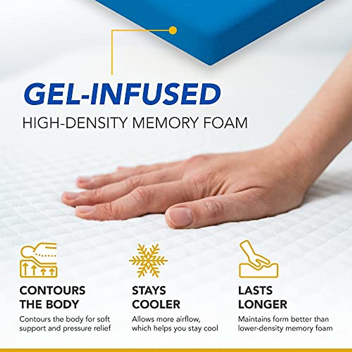 DynastyMattress 4-inch Cool Gel Memory Foam Mattress Sleeper for Convertible Folding Sofa & Couch Beds Full Size Sofa Not Included (USA Made)