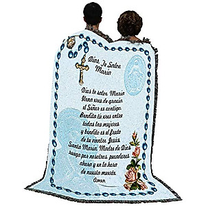 Pure Country Weavers Hail Mary Prayer with Rosary Beads Blanket Spanish - Ave Maria - Religious Gift Tapestry Throw Woven from Cotton - Made in The USA (72x54)