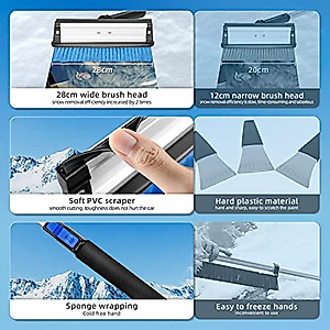 YASHINE 5 in 1 Snow Shovel and Brush kit 37.5" Snow Brush for car Ice Scraper Broom with Foam Handle 270 ° Rotating Brush Head Snow Shovel for Cars, Trucks, SUVs Snow Removal
